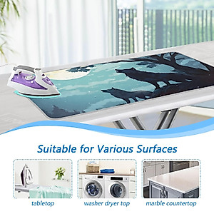 GOODOLD Wolves Under The Moon Ironing Mat Portable Travel Ironing Pad for Washer,Dryer,Table Top, Iron Board Alternative Cover, Large Heat Resistant Ironing Blanket