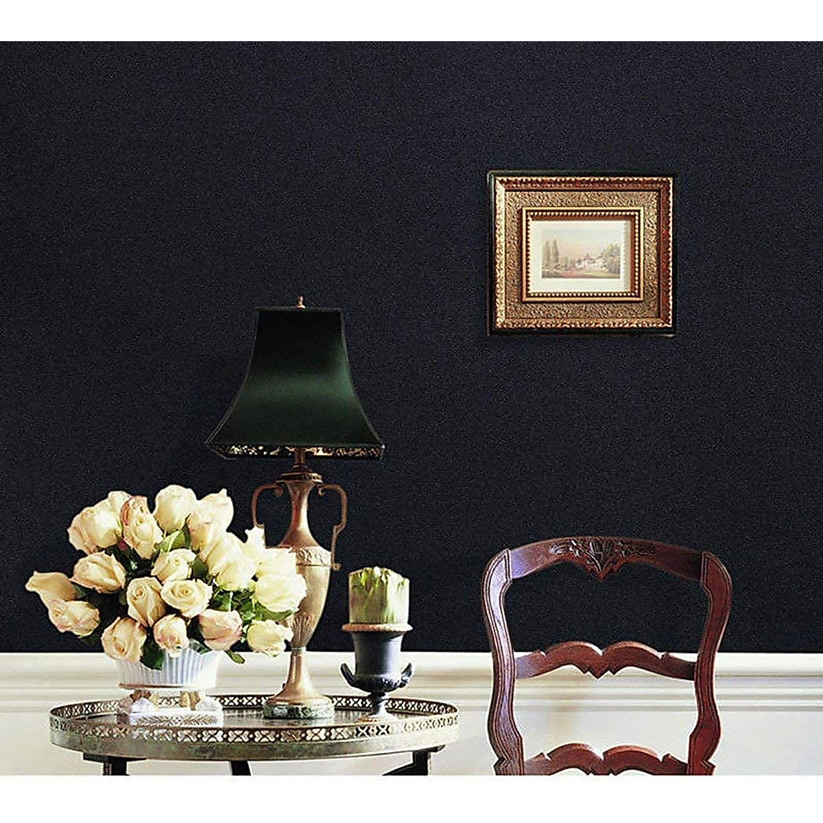 Black Matte Contact Paper Self Adhesive Shelf Liner Door Countertop Cabinet Sticker PVC Black Wallpaper for Desk Furniture Kitchen Drawer 16.1" x 195"(40cm x 5m)