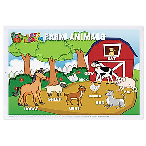 Baby PhD Disposable Placemats for Baby, Kids, & Toddlers - Animal Design - Table Mat or Topper for Restaurants, Stick-On Placemat for Travel, Sticky Strips Stay in Place - 3 Designs, Pack of 60