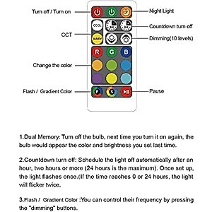 【New Modle】 JandCase Remote Control, Suitable for JandCase Infrared Remote Control RGBW Series Bulbs, 1 Pack