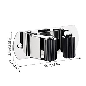 Generic Broom Gripper - Mop Hanger | Wall Mounted Broom Holder | Broom Organizer Storage Tool | Stainless Steel Mop Rack | Broom Hanger Gripper | Mop and Broom Holder | Broom Gripper Mop hook, Black