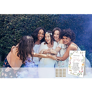 Don't Say Baby Clothespin Game, Boho Wildflowers Baby Shower Game, One 8x11 Sign and 50 Mini Natural Clothespins, Gender Neutral, Baby Shower Decoration - MJZ29