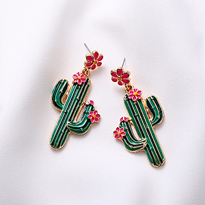 BVGA Metal Dangle Earrings for Women Statement Cactus Strawberry Palm Leaf Monstera Drop Dangle Earrings Fashion Jewelry