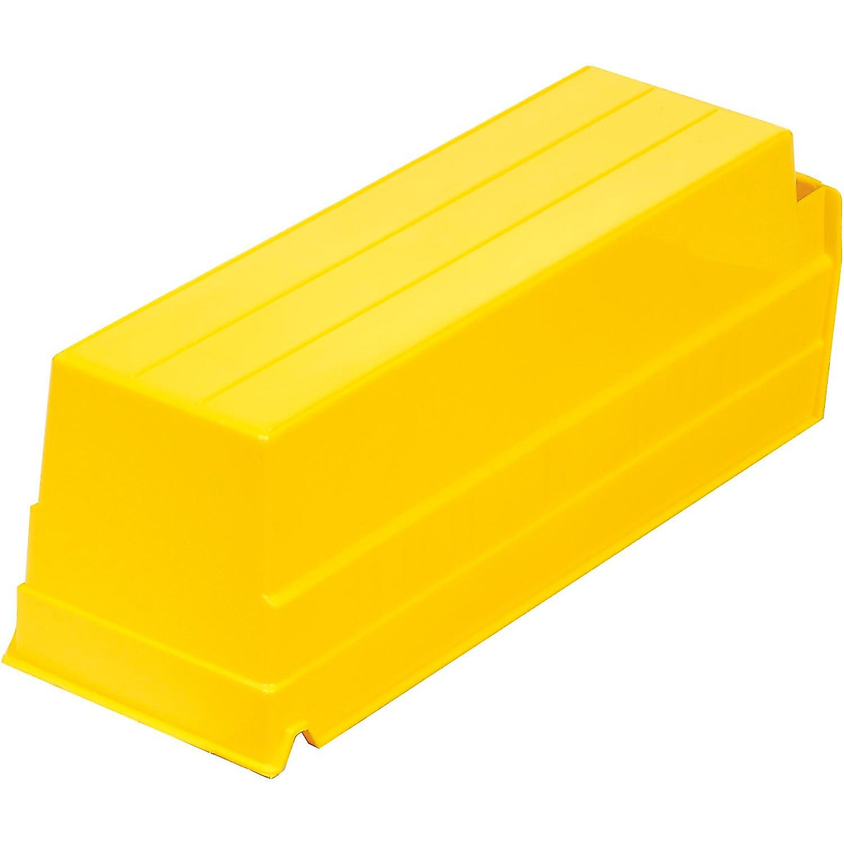 Nestable Shelf Bin, Plastic, 4-1/8"W x 11-5/8"D x 4"H, Yellow, Lot of 24