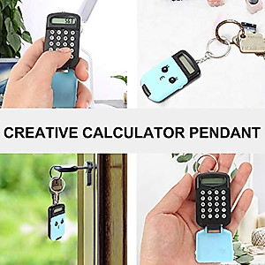TOYANDONA 2pcs Mini Calculator Keychain Portable Cute Cartoon Calculator Electronic Pocket Calculator with Key Ring for Children Students School Supplies Key Decor (Black)