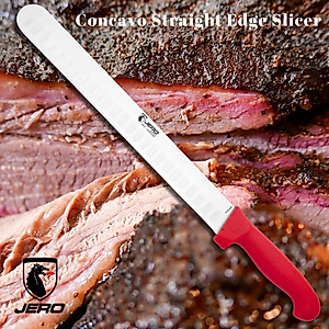 Jero Pitmaster Series Concavo Slicer - Wide 12" Granton Straight Edge Blade - Manufactured From German High-Carbon Stainless Steel - Ergonomic Easy Grip Polymer Handle - Ultimate Meat Slicer