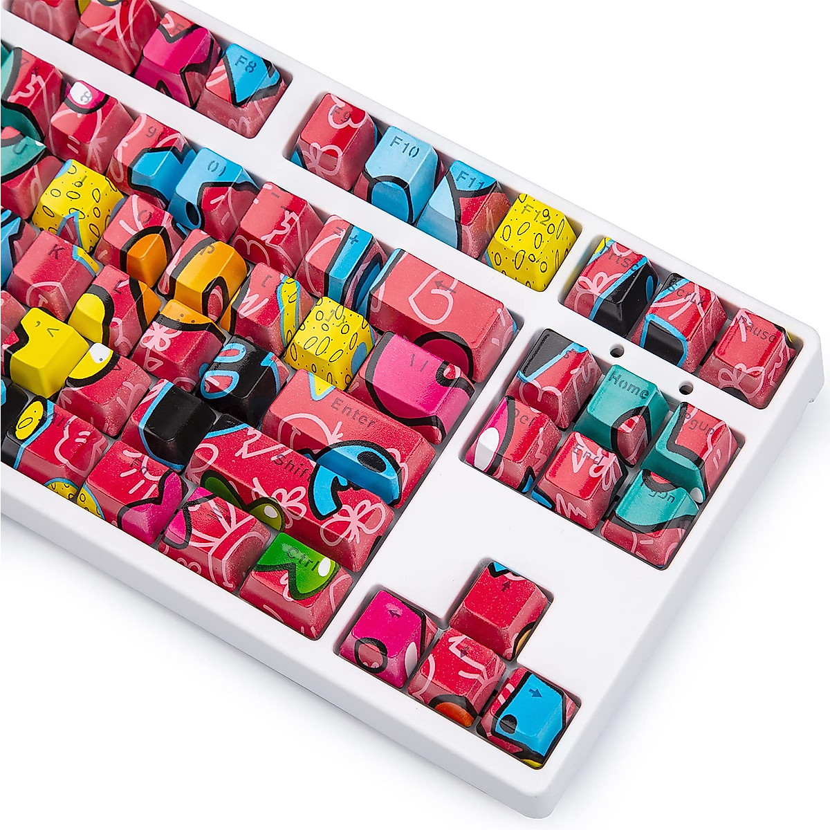 UniCusMech ABS Keycaps 104 Keys OEM Profile Gaming Keycap Set Backlight Frosted Thickened for Cherry MX Gateron Kailh Switch Mechanical Keyboard(Red)