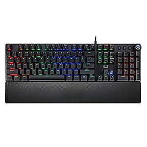 Adesso RGB Programmable Mechanical Gaming Keyboard with Detachable Magnetic Palmrest, 108 Keys, Black