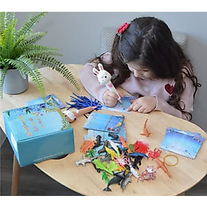 Valentines Day Cards for Kids 36 Pack, Kids Valentines Day Cards for School Classroom, 36 Sea Animal Toys & 40 Valentines Cards, Valentines Day Exchange Cards for Kids Boys Girls Gifts Party Favors