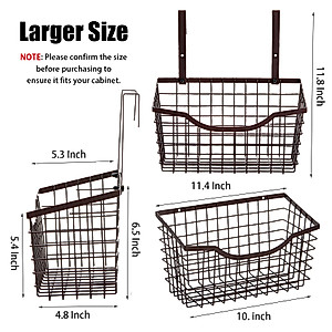 Nicunom 2 Pack Grid Storage Baskets with Hooks, Over Cabinet Door Organizer, Wire Basket Hanging Storage Organizer Steel Wire Sink Organization for Kitchen & Bathroom, Holds Shampoo, Body Wash, Bronze