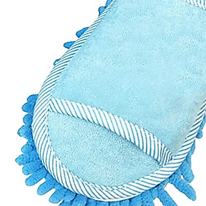 IEUDNS Mop Slippers Floor Cleaning Washable Cleaning Sandals Detachable Mute Household Soft Unisex Cleaning Shoes for Home Floor Polishing Dusting, Blue