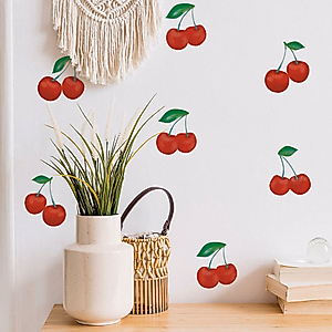 Tempaper Cherry Peel and Stick Wall Decals, red