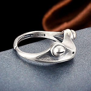 GAGAFEEL S925 Sterling Silver Frog Open Rings for Women Girl Adjustable Vintage Statement Ring Xmas Birthday Party Jewelry Gift (S925 Frog Ring)