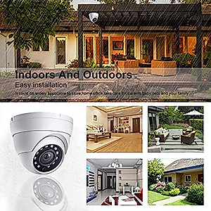 2MP Dome TVI AHD CCTV Surveillance Security Camera, 2.8mm 100° Wide Viewing Angle, 1080P Dome Camera, 65ft Night Vision, Outdoor, Compatible with Analog TVI AHD CVI DVR, Full Metal Housing