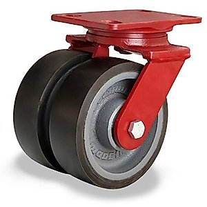 Hamilton Heavy Service Dual-Wheel Swivel Caster Part# S-HS2-6DB70 6" x 2" Duralast Polyurethane (70D) on Cast Iron Wheels with 1/2" Sealed Precision Ball Bearings - 2,400 lbs Capacity - USA Made