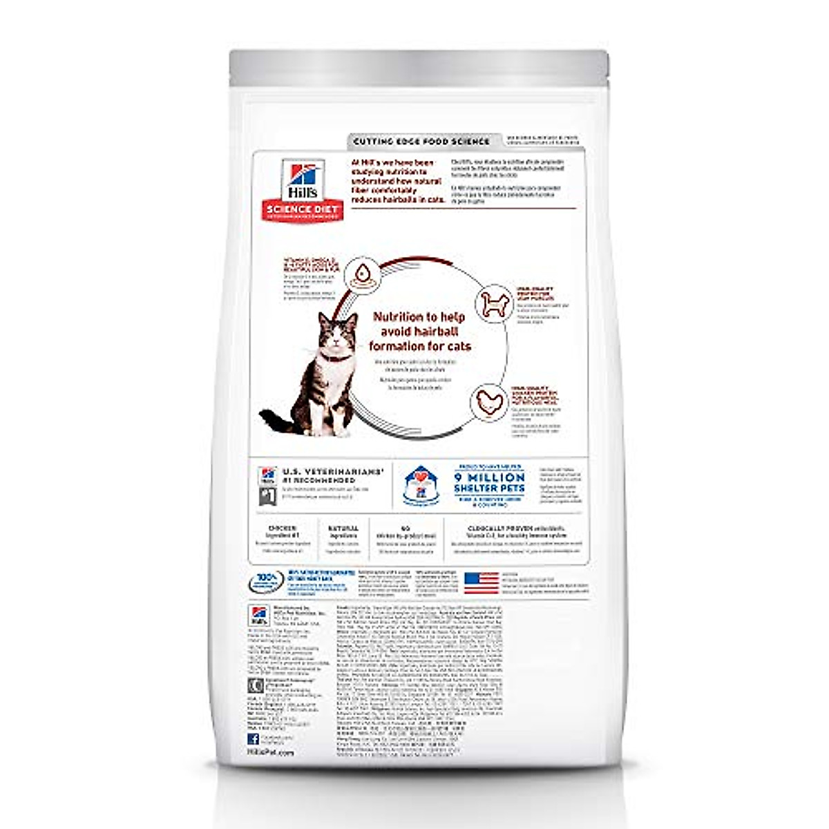 Hill's Science Diet Dry Cat Food, Adult, Hairball Control, Chicken Recipe, 7 lb. Bag