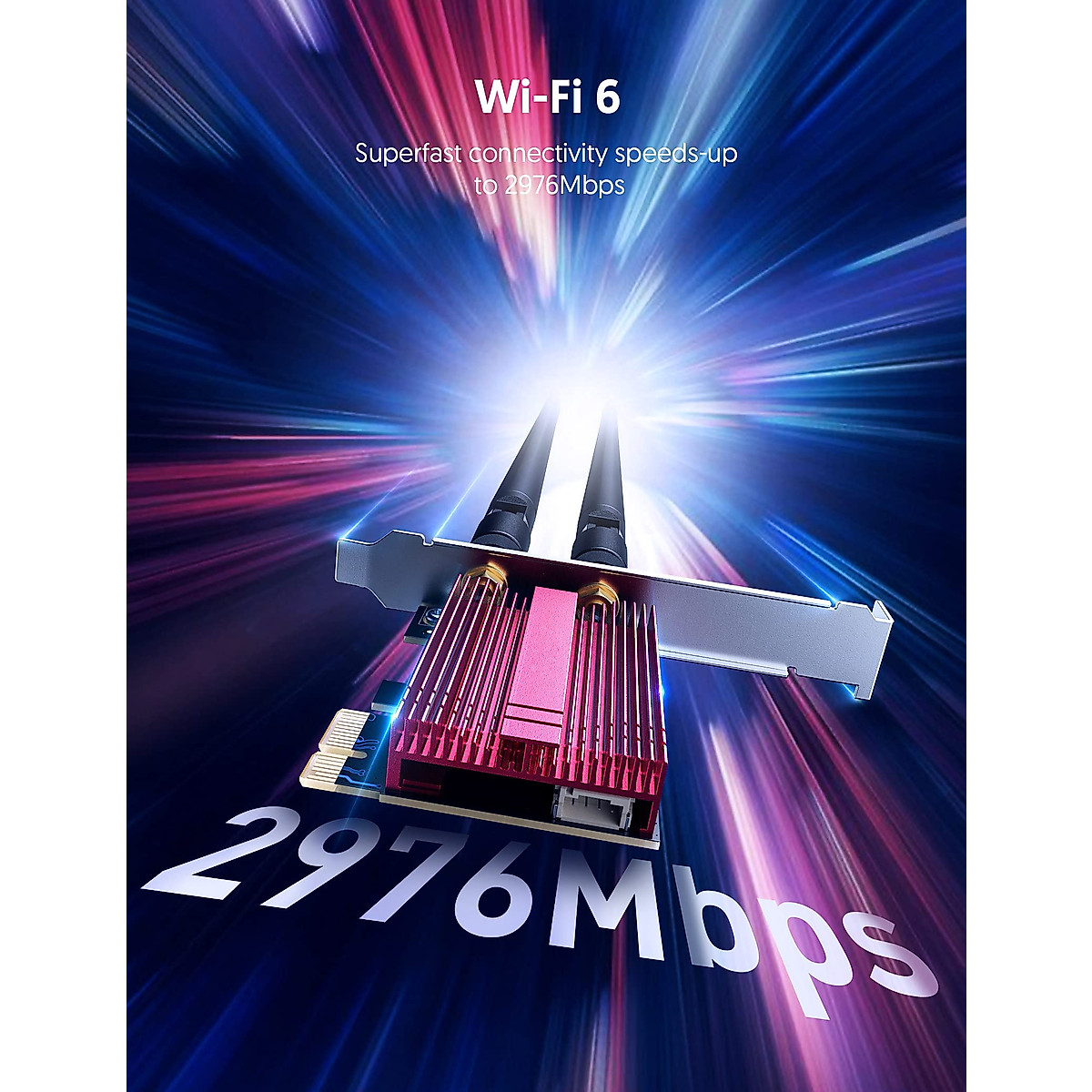 WiFi 6 PCIe WiFi Card for PC， AX3000 Dual Band Wireless Adapter with Heat Sink , Bluetooth 5.1, MU-MIMO, Ultra-Low Latency, Supports Windows 10 (64 bit) Only