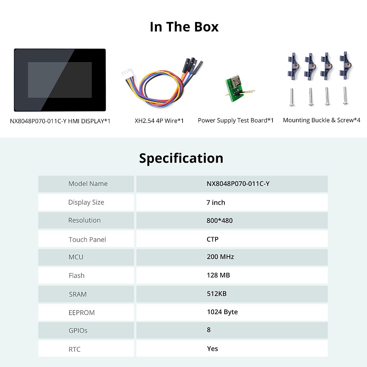 Nextion 7.0″ Intelligent HMI Display NX8048P070-011C-Y Capacitive LCD-TFT Touch Screen 800 * 480 with Enclosure, Nextion Display Support Video Audio Animation Play Functions.
