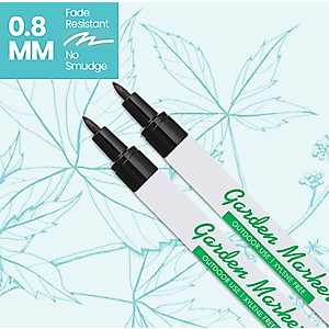 LINE42 Garden Markers for Outdoor Use, 0.8 mm Medium Point, Black - Fade Resistant Ink, Waterproof, Xylene Free, No Smudging, Dries Quick, Alcohol Based Garden Marker Pen, Use On Almost Any Surface