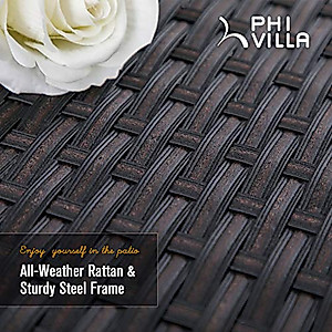 PHI VILLA Outdoor Sectional Furniture 6 Piece Patio Sofa Set Low-Back Rattan Wicker Conversation Set, Navy Blue