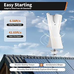 OUKANING 400W 12V Portable Vertical Helix Maglev Axis Wind Power Turbine Generator Kit with Charge Controller, 2 Blades, White