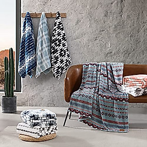 Wrangler - Throw Blanket, Ultra Soft Plush Fleece Blanket (Navajo Blue, Oversized Throw) 50 x 70