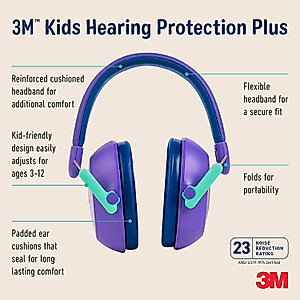 Peltor Sport Tactical 100 Hearing Protection & 3M Kids Hearing Protection Plus, Purple