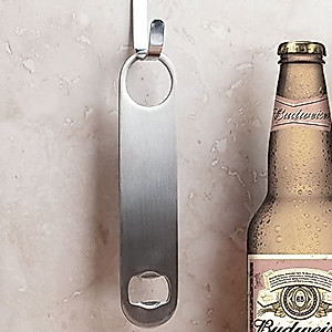 Opaceluuk 4 PCS Beer Bottle Openers,Bar Key for Bartender,Simple and Effective Flat Beer Openers(Skateboard-Silver)