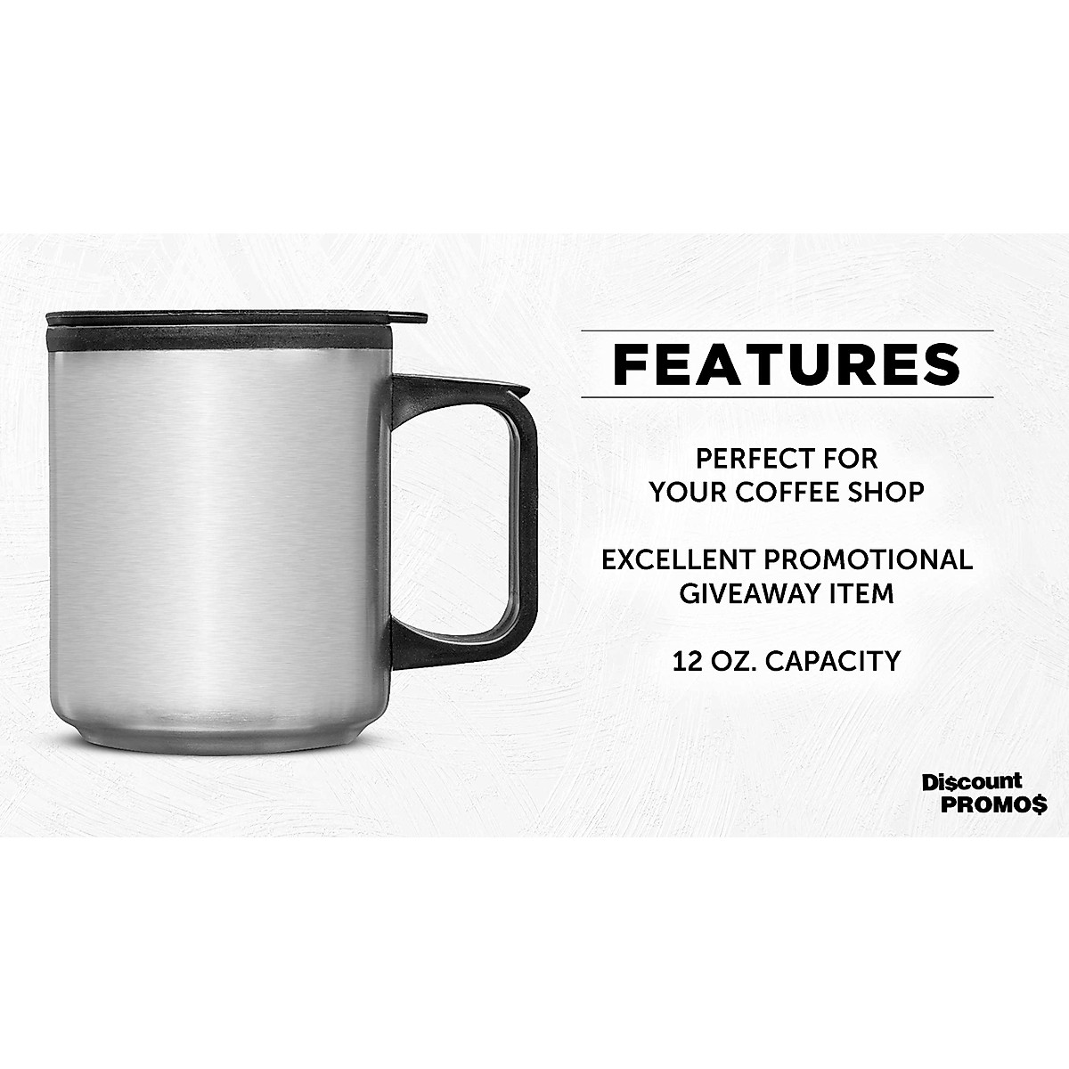 DISCOUNT PROMOS Stainless Steel Travel Mugs with Handle 12 oz. Set of 10, Bulk Pack - Perfect for Coffee, Soda, Other Hot & Cold Beverages - Stainless Steel