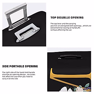 Flower Lette M Black Luggage Cover Elastic Washable Stretch Suitcase Protector Anti-Scratch Travel Suitcase Cover for Kid and Adult M (22-24 inch suitcase)