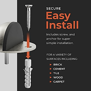 Stainless Steel Rubber Floor Mounted Hemisphere Door Stopper NYCO Architectural Hardware-Heavy Duty Door Bumper for Wall Protection- Modern Universal Door Slam Stopper-1.7”x 0.9" (Zinc/Satin Nickel)