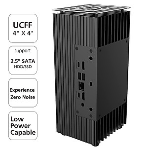 Akasa Turing TN, for Intel NUC 11 (Tiger Canyon), Pure Aluminum Fanless NUC Case, Internal M.2 SSD Heatsink, Support up to Four 4K Displays & 2.5" SSD/HDD, Small Computer Case, A-NUC68-M1B