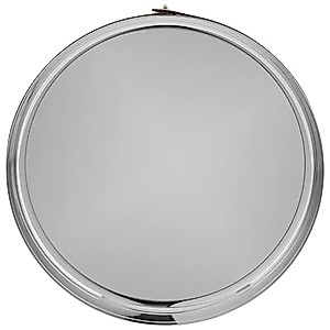 nambe Tahoe Bar Tray | Stainless Steel Organizing Tray with Raised Edges and Leather Accent | Decorative Round Metal Serving Tray | 13-in Removable Leather Accent