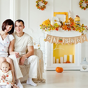 Adurself Oh baby Pumpkin Burlap Banner Welcome Baby Fall Jute Bunting Garland for Autumn Pumpkin Theme Garden Mommy to Be Celebration Supplies Boy Girl Baby Shower Decoration