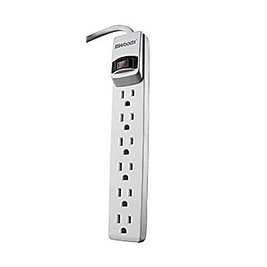 Woods 41434 Power Strip with 6 Outlets and Overload Safety Feature, 6 Foot Cord, White