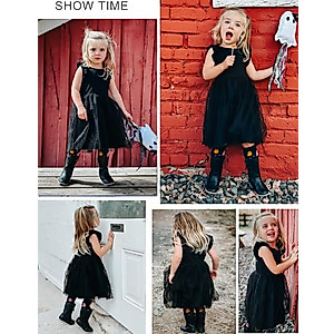 Arshiner Girls' Tulle Sundress Summer Flower Princess Wedding Dress for Toddler Girl (Black, 2T)