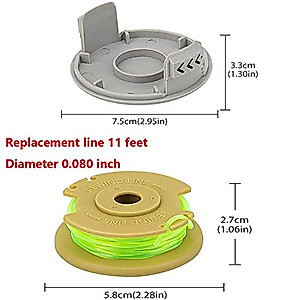 11ft 0.080" Replacement Trimmer Spool for Ryobi One Plus AC80RL3 18v 24v 40v with AC14HCA String Trimmer Cap Covers Cordless Auto-Feed Twist Single Line (10 Spool+2 Cap)