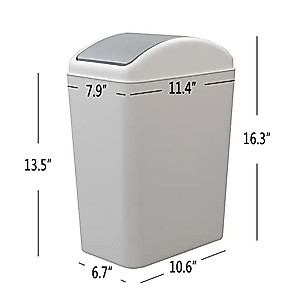 Parlynies 4.5 Gallon Plastic Waste Can, Garbage Can with Swing Lid, Trash Can, 1 Pack (Grey)