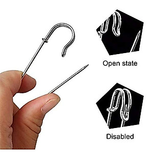 ReachTop Pack of 30 Large Safety Pins, 2.76" Heavy Duty Blanket Pins Bulk Steel Spring Lock Pins Fasteners for Blankets Crafts Skirts Kilts Brooch Making