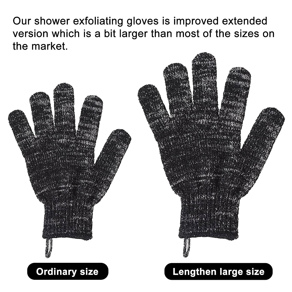 Exfoliating Bath Gloves for Shower - Bamboo Charcoal Bath Gloves for Shower, Spa, Massage, Body Scrubs, Remove Dead Skin, Deep Cleaning