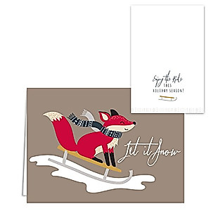 Woodland Animals Holiday Card Pack / 36 Cards And Envelopes Set / 6 Cards Of Each Winter Design/Cheerful Verses Inside/Christmas Greeting Card Set