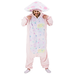XIGUAGUO Adult Cartoon Mushroom Onesie Costume Animal Cosplay Christmas Homewear Pajamas Sleepwear for Women and Men