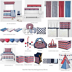 Bacati - Mix N Match White with Band at Bottom Crib Skirt (Navy)