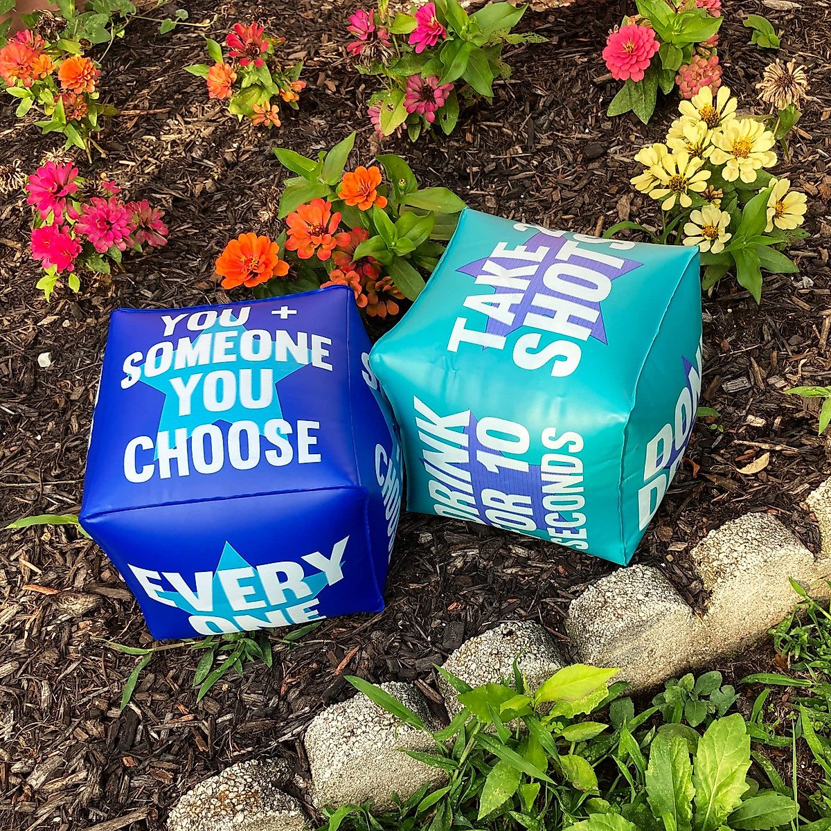 TMD Retail Giant Dice Drinking Game for Adults - Blow Up Dice PVC Inflatable and Reusable 2 Dice - 10" - Jumbo Dice for Indoor Outdoor Fun Games, Pool Parties, Lawn Floor Games