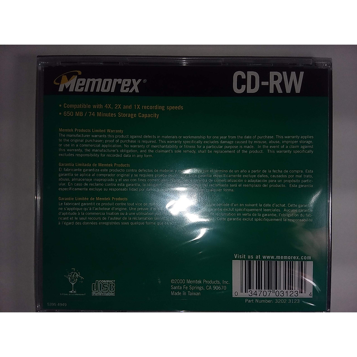 Memorex 650MB/74-Minute 4X Music CD-RW Media