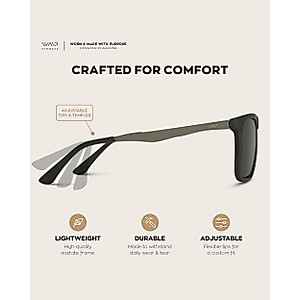 WearMe Pro Polarized Flat Top Narrow Square Mens Sunglasses (Matte Black/Black Lens)