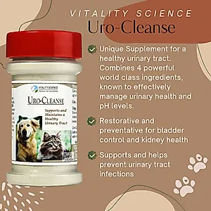 Vitality Science URO-Cleanse for Dogs | Aid for Urinary Tract, Bladder, Kidney Health | D-Mannose, Arabinogalactan, Zeolite | Prevents and Eliminates UTI, Bladder Issues | Dog Incontinence Supplement
