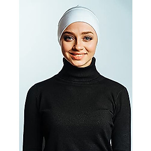 VeilWear No pins, cotton head scarf, instant hijab two piece, ready to wear muslim accessories for women (white), One Size