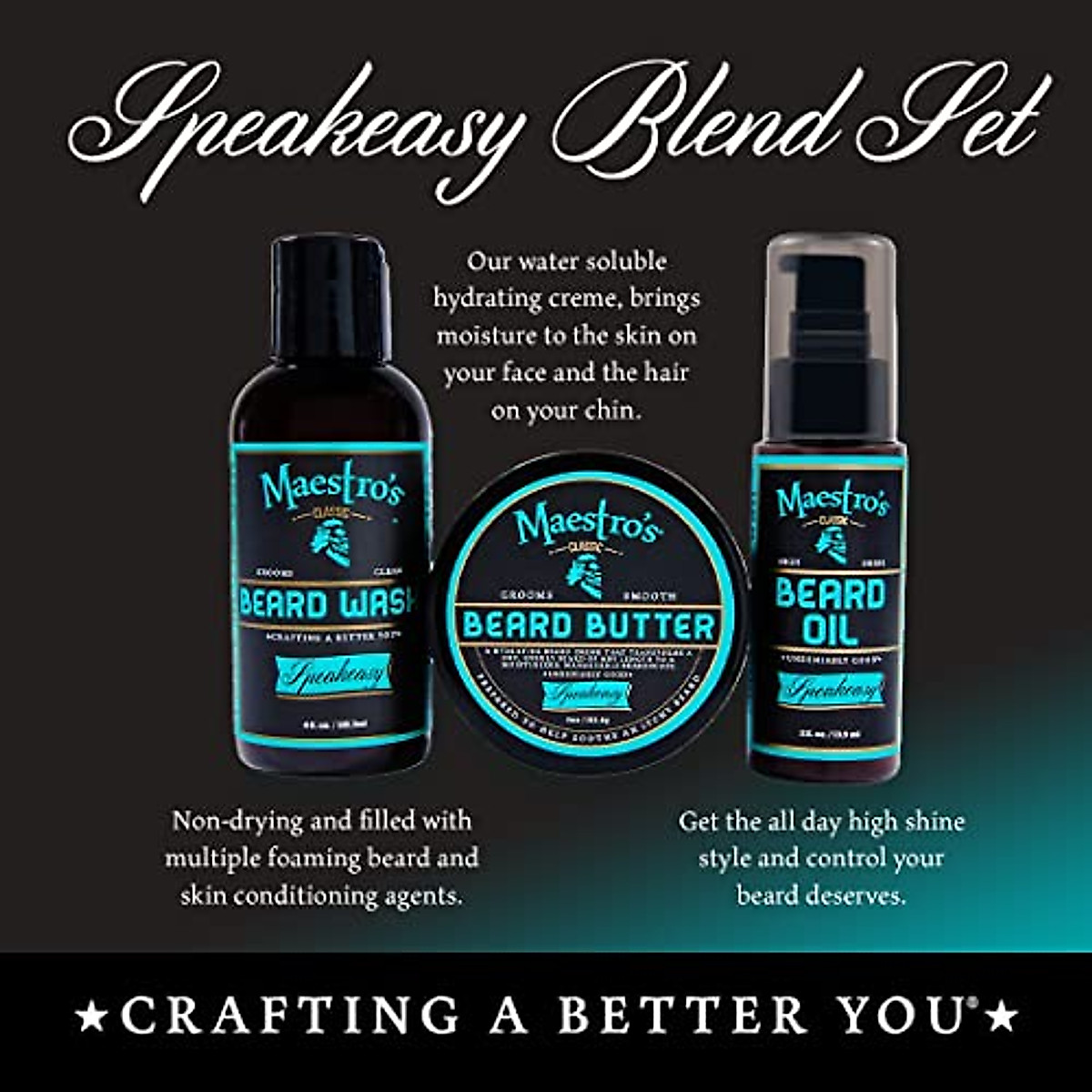 Maestro's Classic Blend Set with 2oz. Beard Oil- Speakeasy Blend