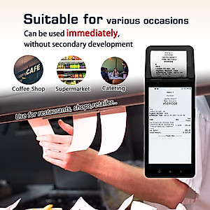 SMAJAYU Pos Terminal Receipt Printer Android 10 Handheld Mobile POS with 4G,WiFi,Bluetooth, 58mm Thermal Receipt Printing for Small Business Retail,Built-in Google Play Support Android Software